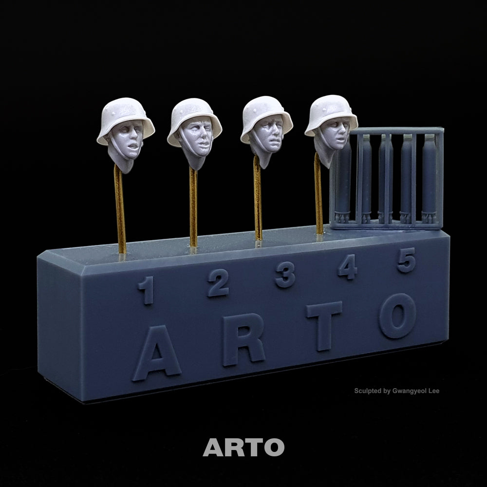 4 German heads PAK 38 crew with empty shell casings for Tamiya 35392 ...