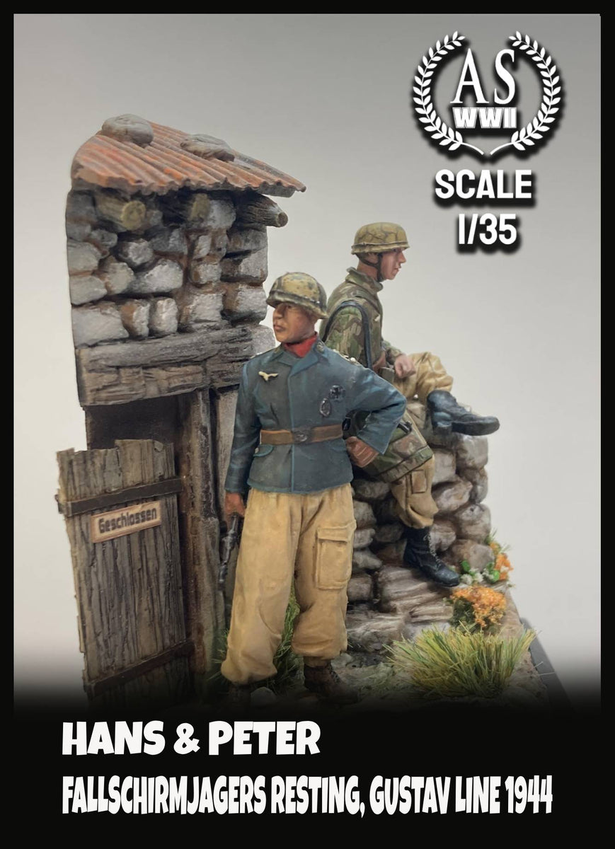 Hans & Peter Deutsche Fallschirmjäger bei der Rast Gustav Linie 1944 ...